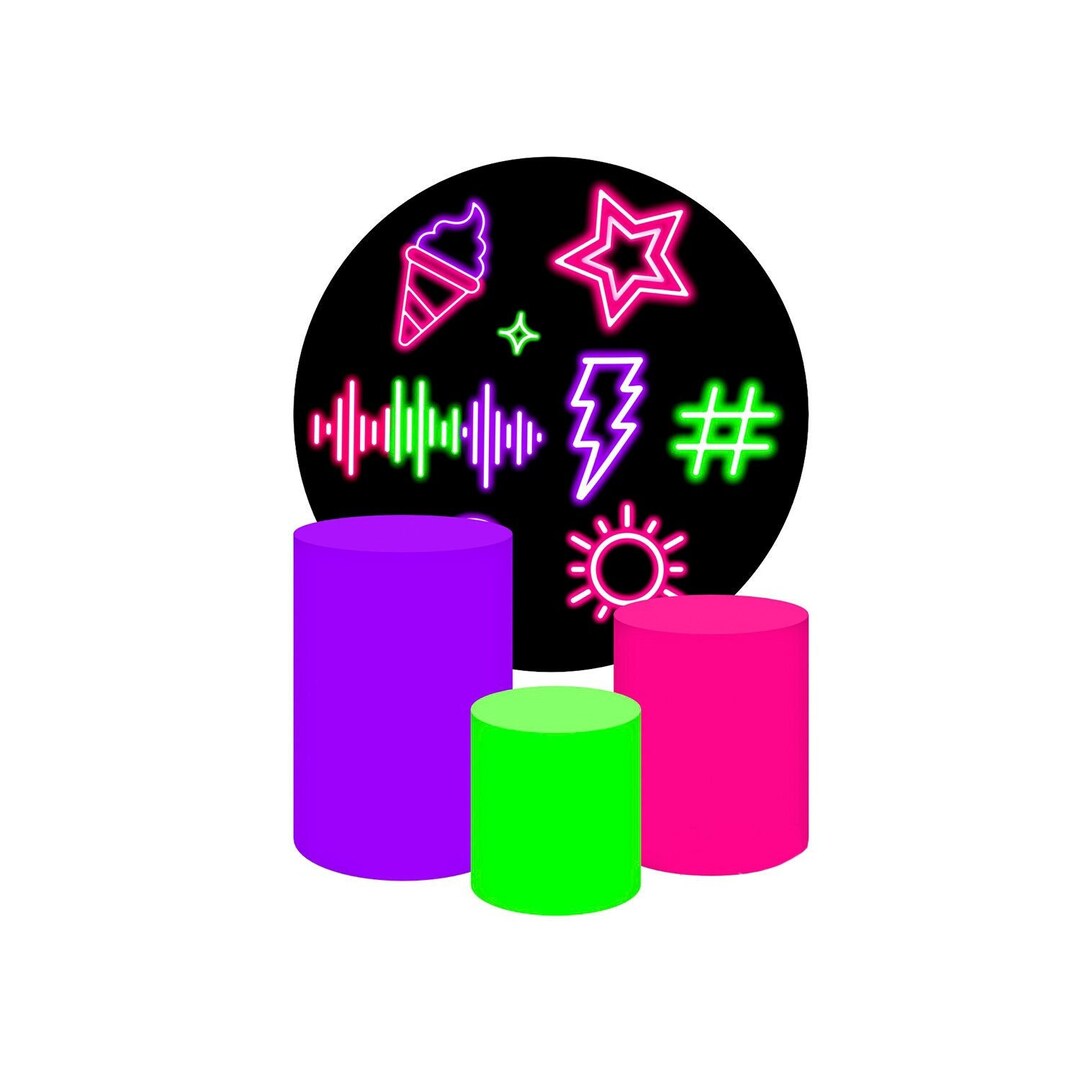 Neon Kids Party Decor Backdrop Elastic Cylinders Covers Photo ...