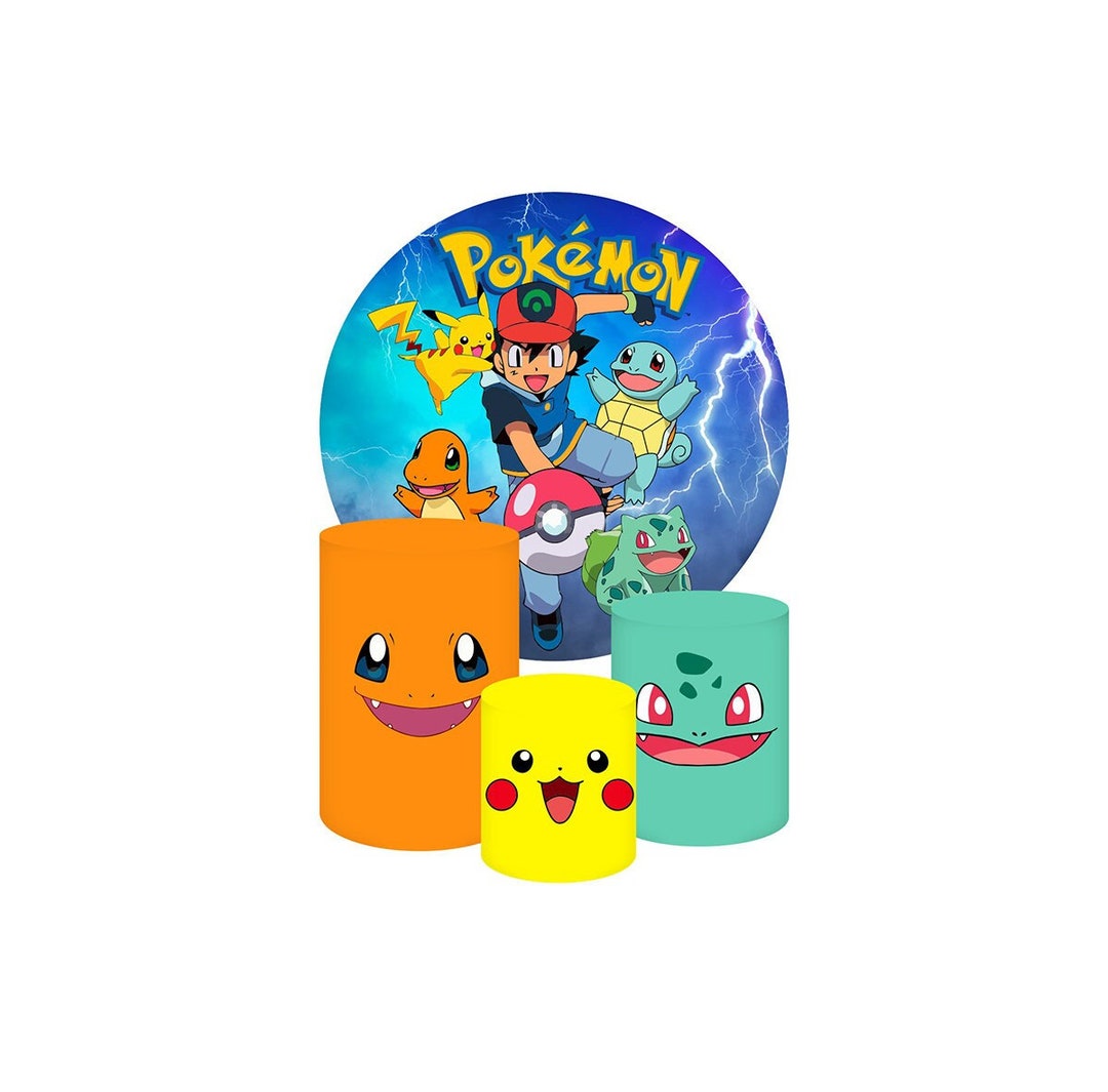 Poke Cartoon Kids Party Decor Backdrop Elastic Cylinders Covers Photo ...