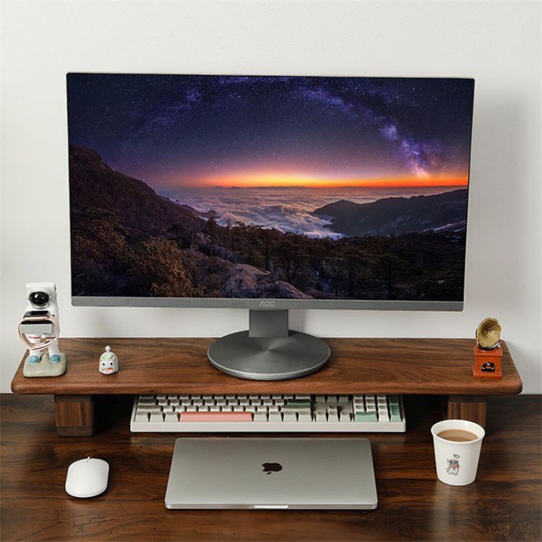 Solid Black Walnut Monitor Stand Desk Organiser Monitor Riser Desk ...