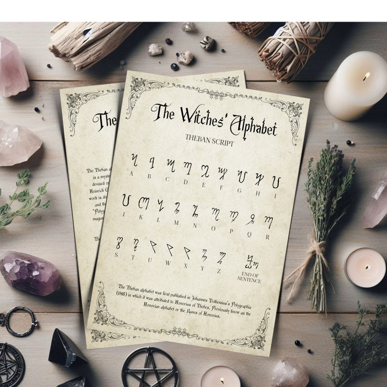 Witches Alphabet Printable: Theban Script, Book of Shadows, Occult ...