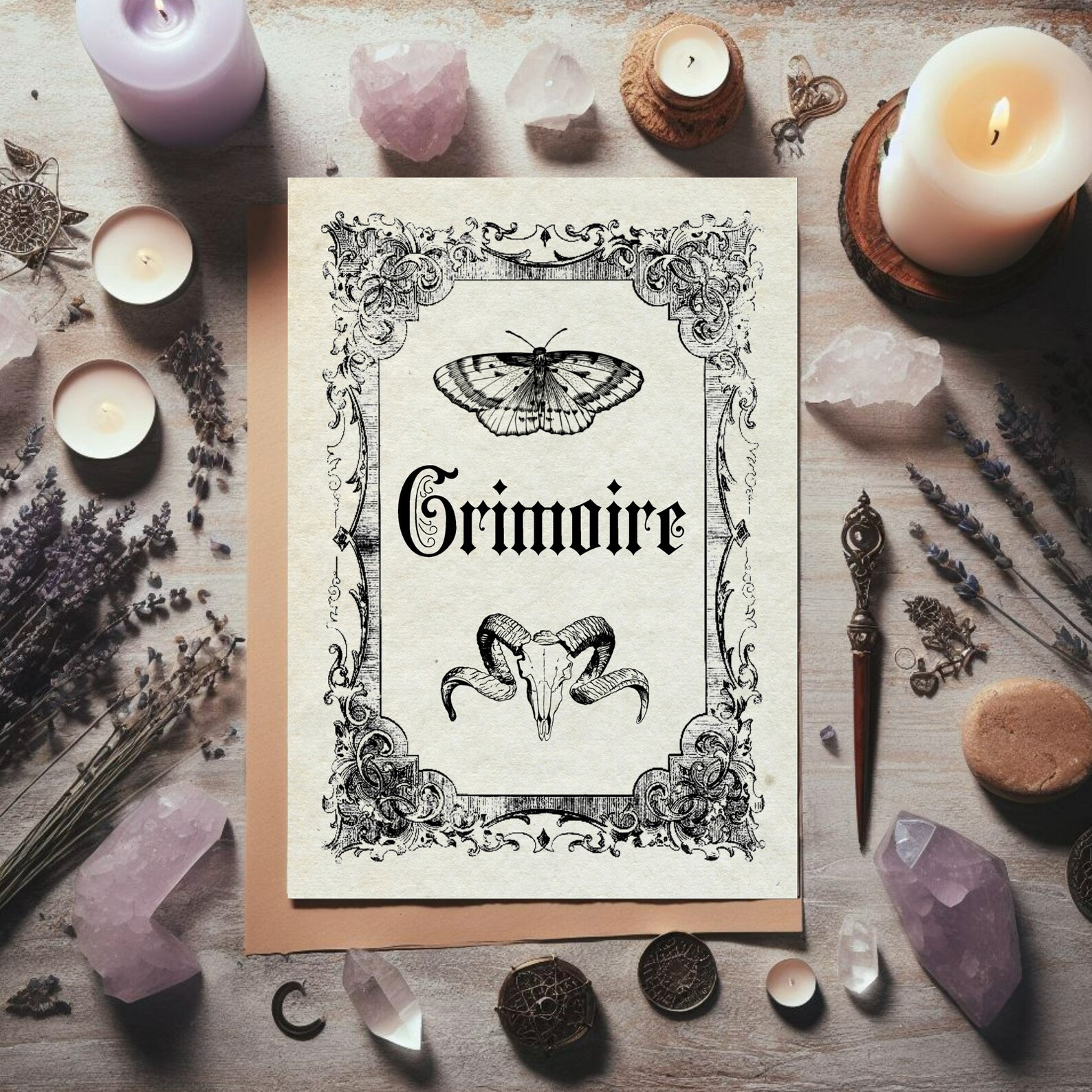 Grimoire Front Cover Page, Book of Shadows Pages, Witchcraft Printable ...