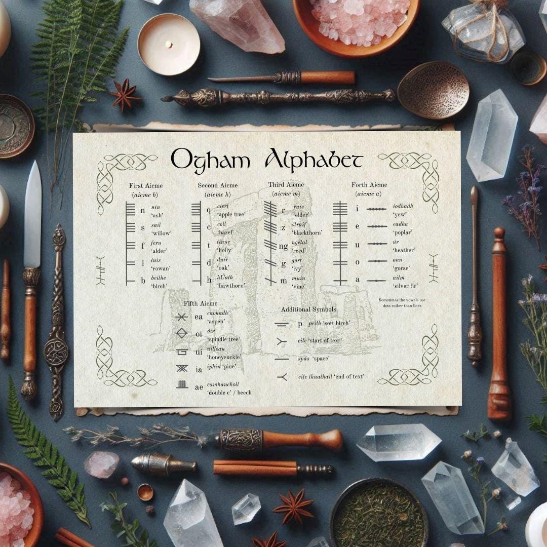 Ogham Alphabet, Ancient Druid Writing, Celtic Tree Script, Pagan ...
