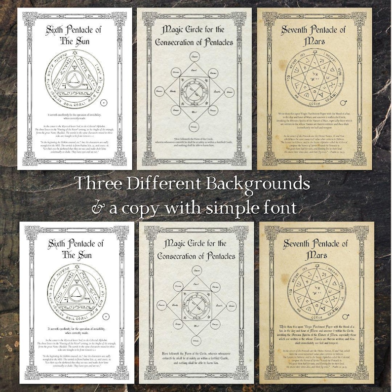 Key of Solomon Planetary Pentacles: Occult Grimoire Pages (digital ...