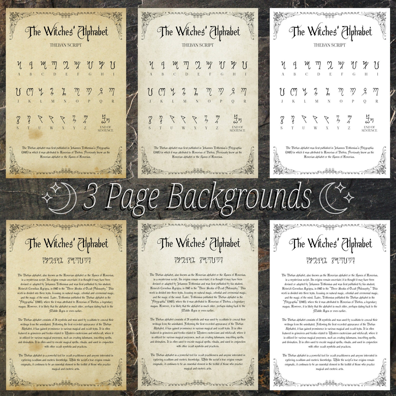 Witches Alphabet Printable: Theban Script, Book of Shadows, Occult ...