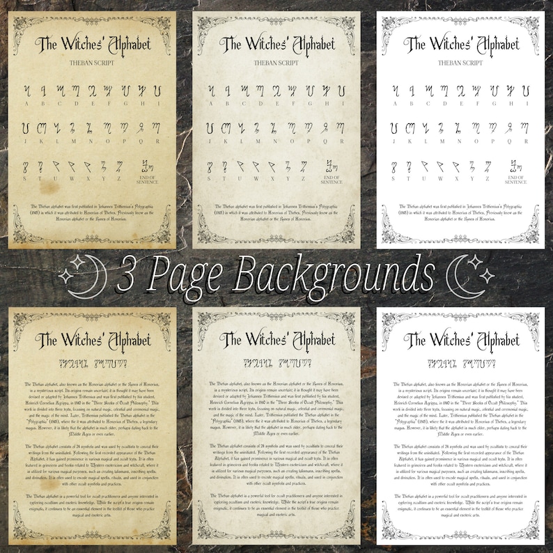 Witches Alphabet Printable: Theban Script, Book of Shadows, Occult ...