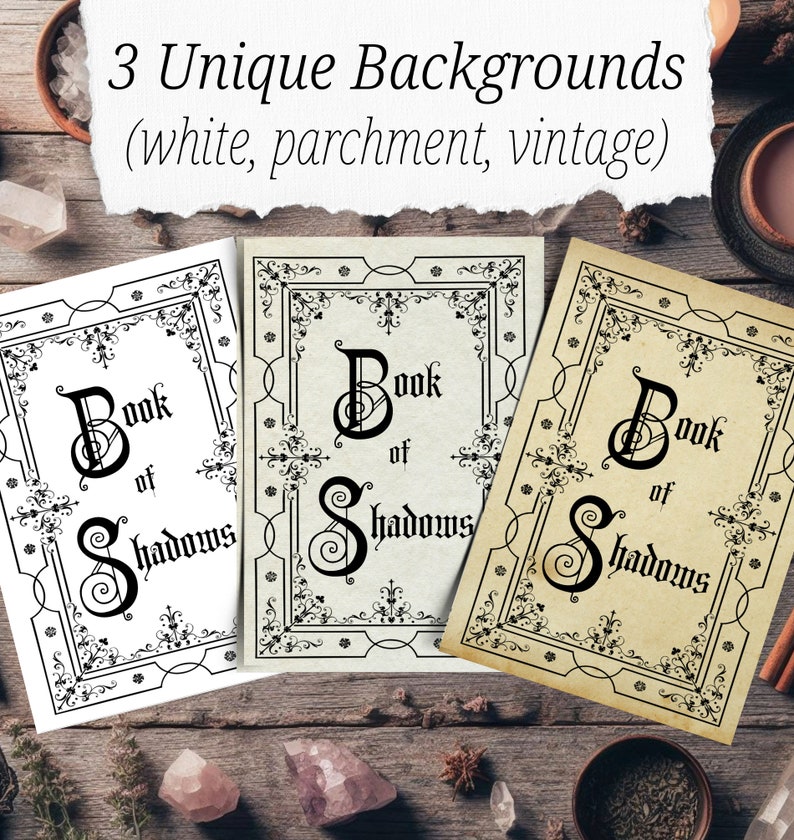 Book of Shadows Front Cover Pages, Witchcraft Printable, Digital ...
