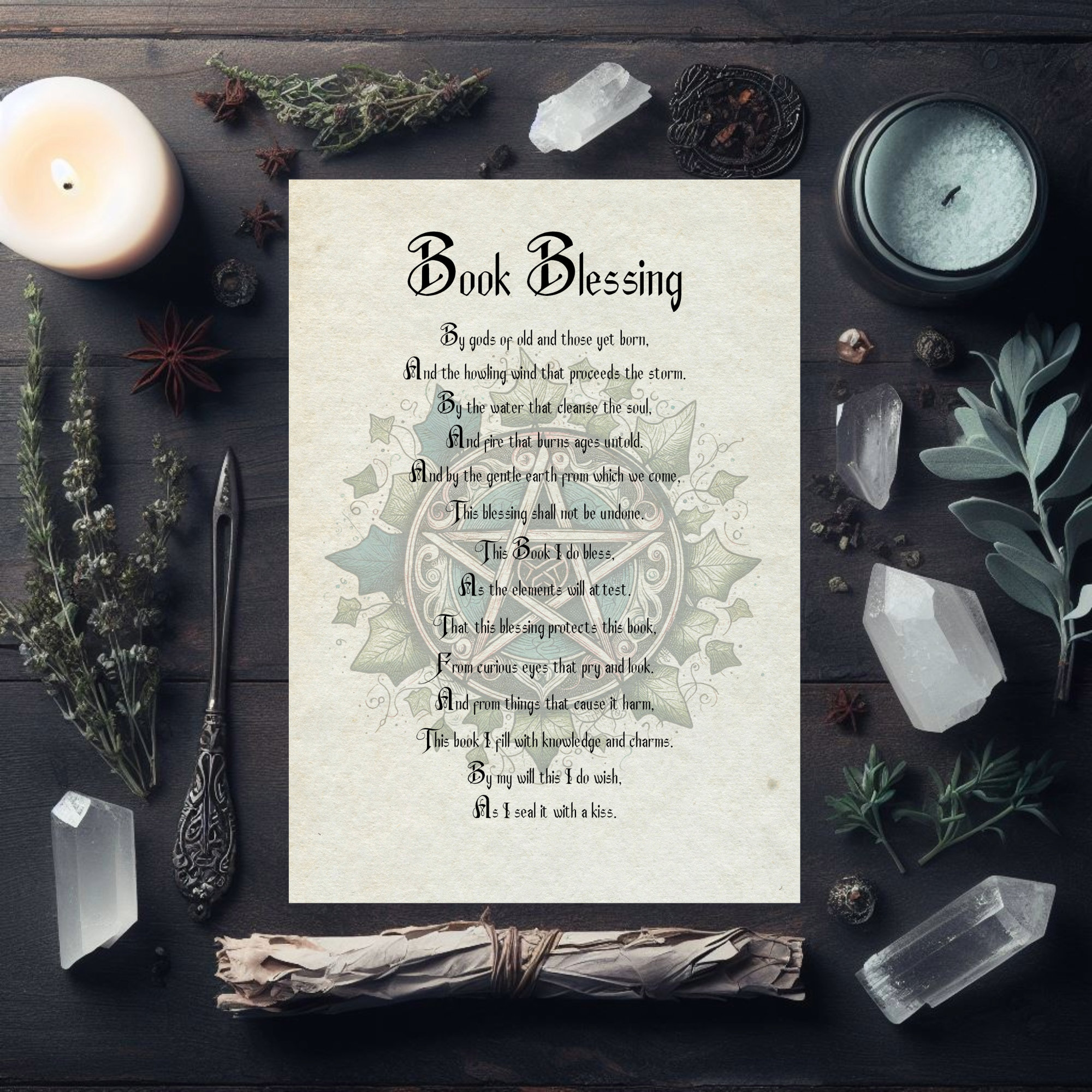 Book Blessing, Book of Shadows Insert, Digital Download, Pagan Grimoire Page, Witchy Insert - Etsy