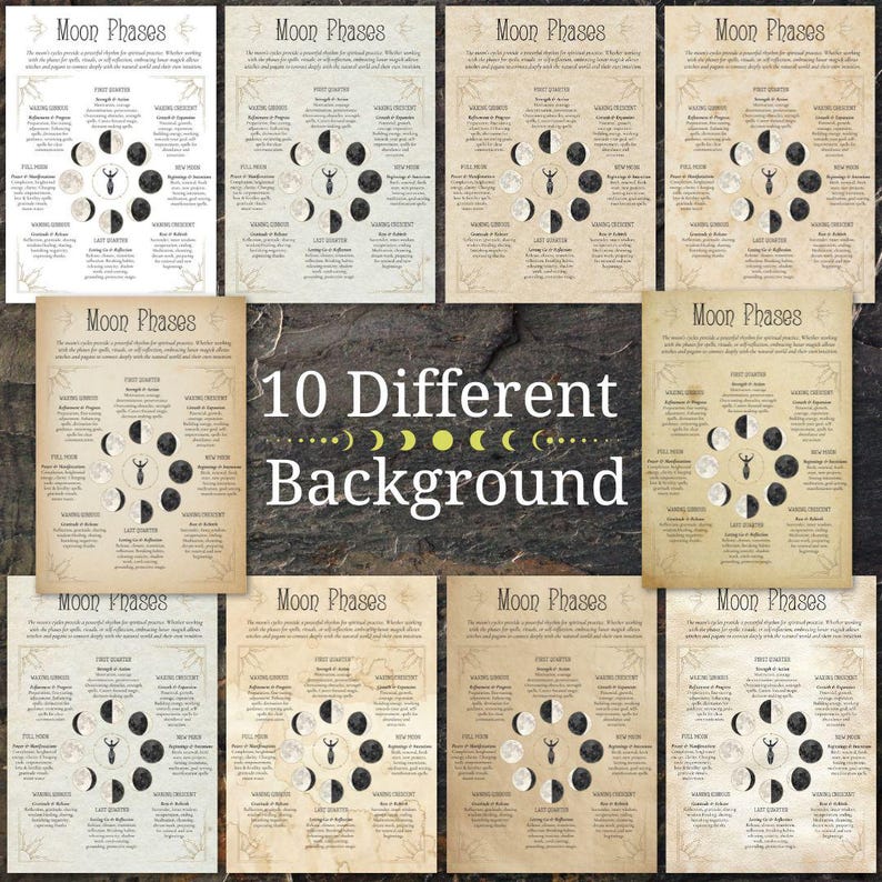 Lunar Cycle Chart • Moon Phases Poster Printable • Witchcraft, Moon ...