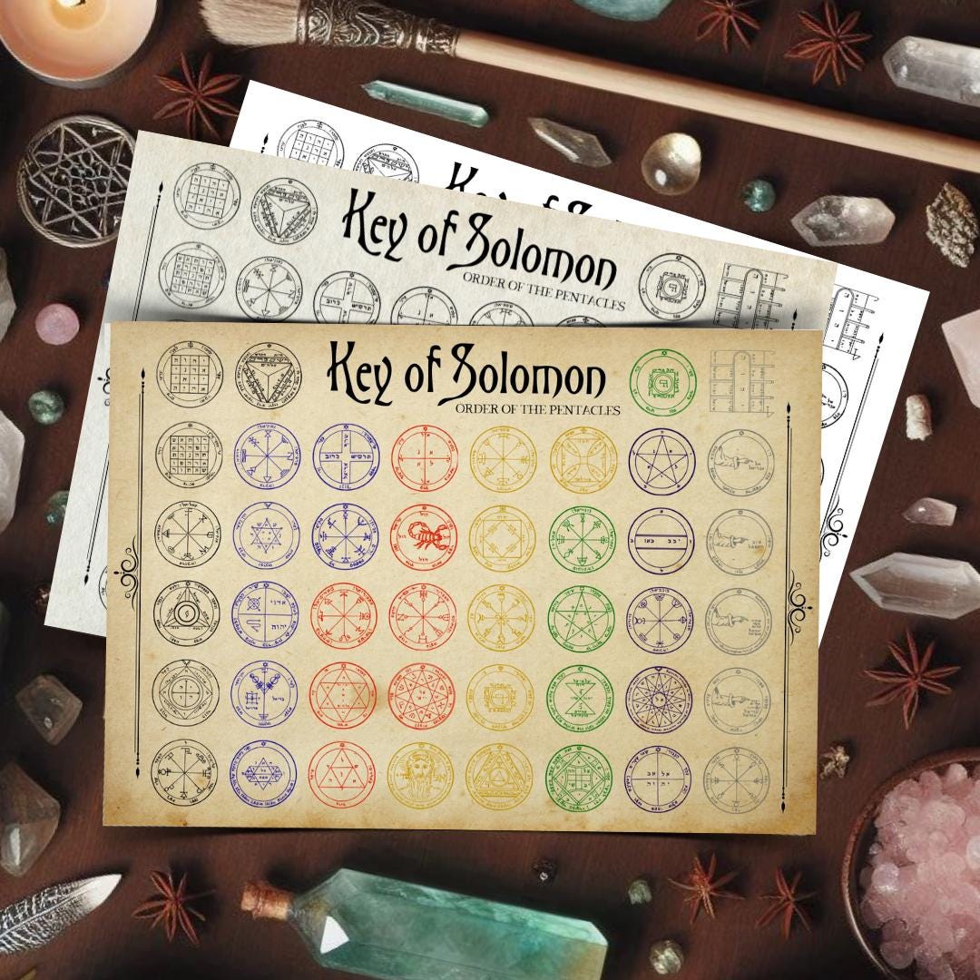 Key of Solomon Pentacles, Pagan Printable, Seals and Sigils, Planetary ...