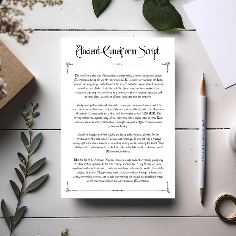 Cuneiform Script Printable: Mesopotamia Writing, Witchcraft Grimoire ...