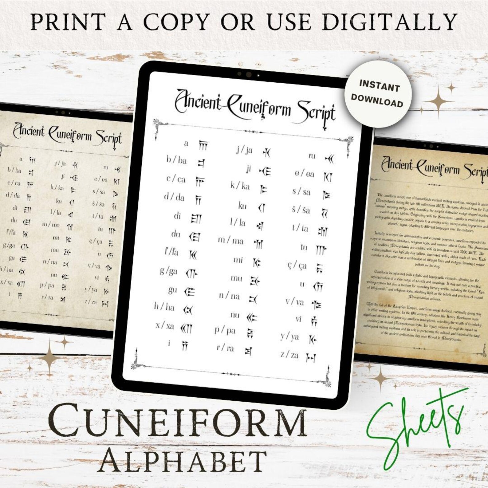 Cuneiform Alphabet Printable: Ancient Mesopotamian Script Chart ...