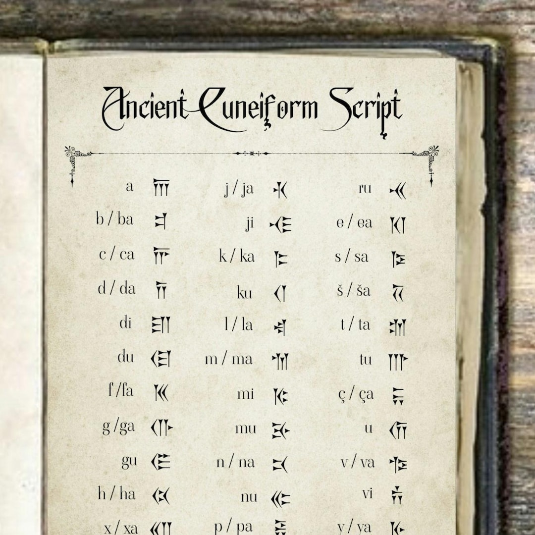 Cuneiform Script Printable: Mesopotamia Writing, Witchcraft Grimoire ...