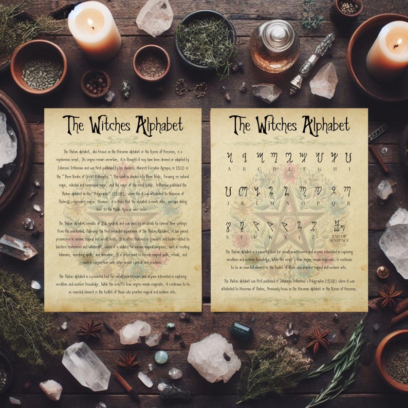 Theban Alphabet Printable, Witches Script, Digital Download, Pagan ...