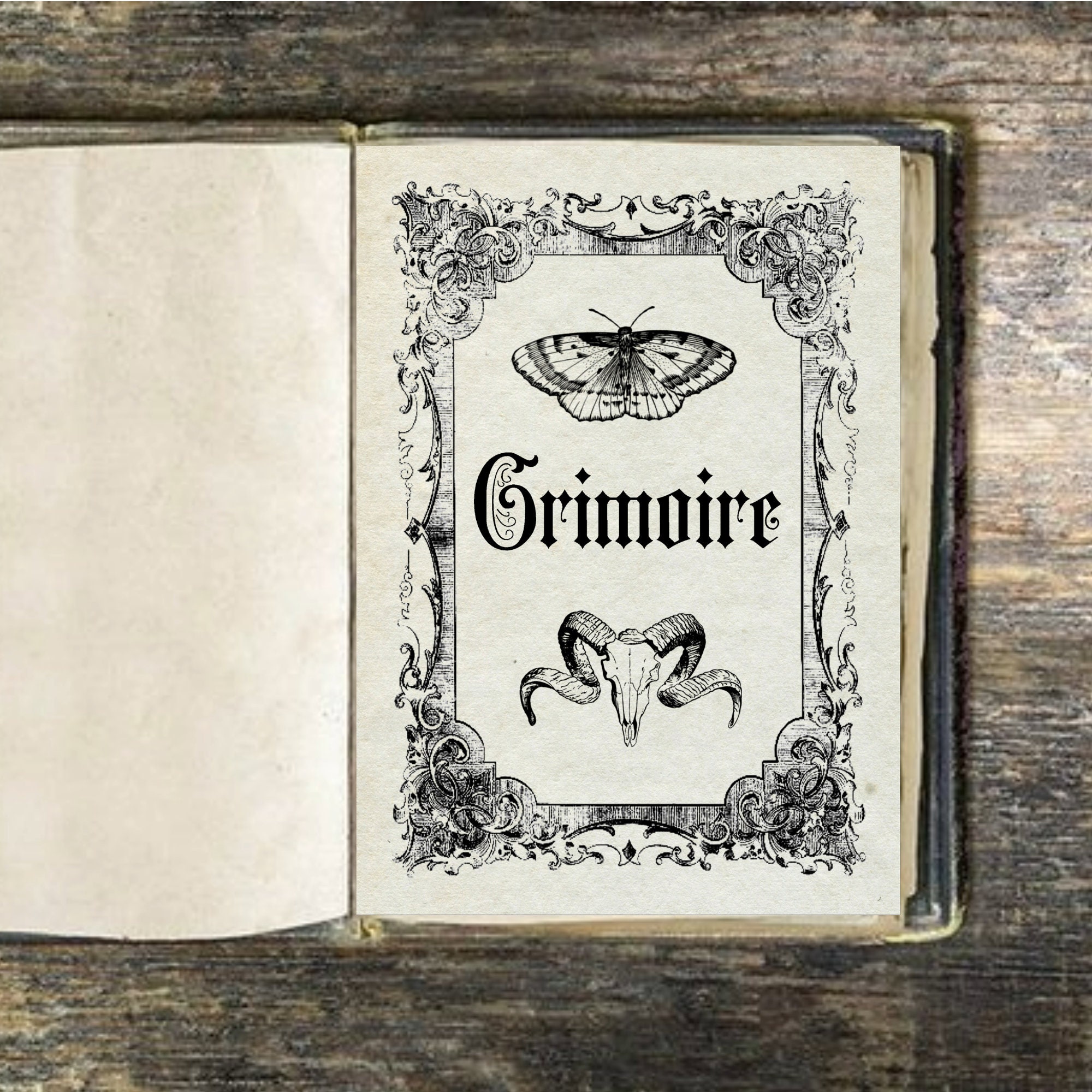 Grimoire Front Cover Page, Book of Shadows Pages, Witchcraft Printable ...