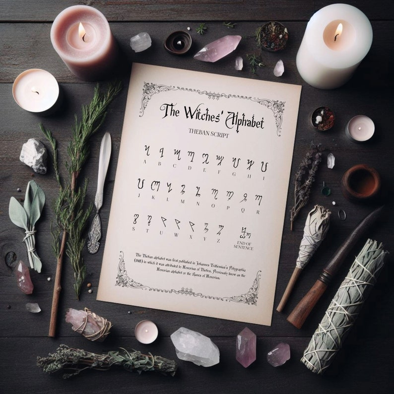 Witches Alphabet Printable: Theban Script, Book of Shadows, Occult ...