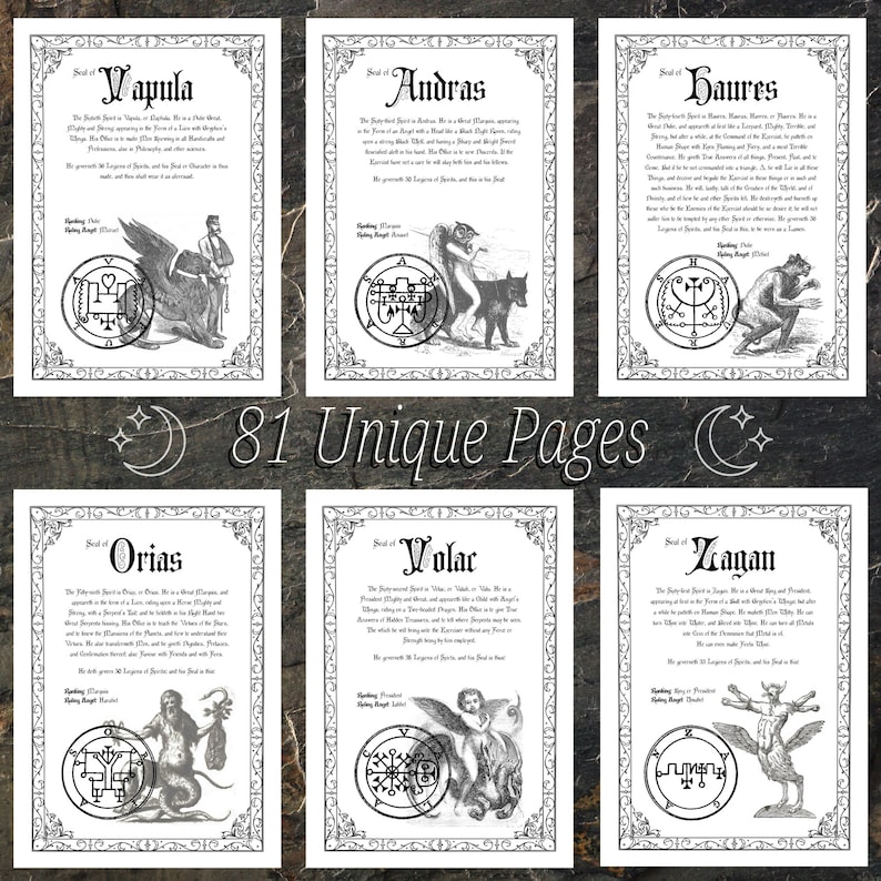 Ars Goetia Demons Digital Pages, Lesser Key of Solomon, Digital ...
