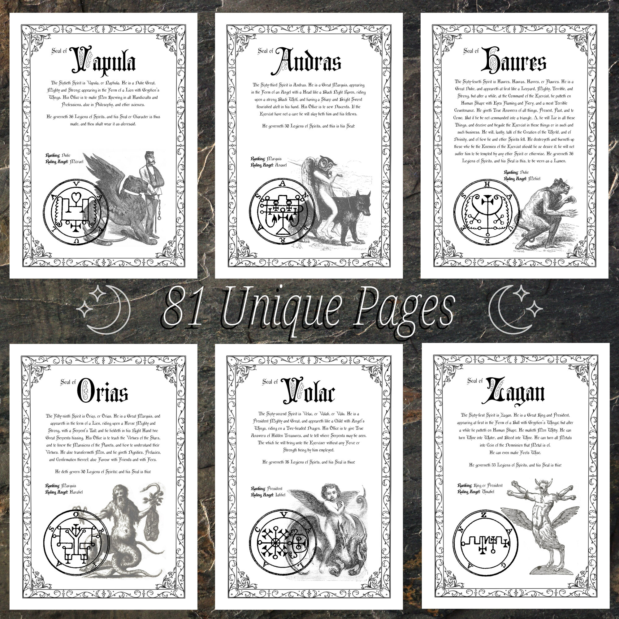 Ars Goetia Demons Digital Pages, Lesser Key of Solomon, Digital ...
