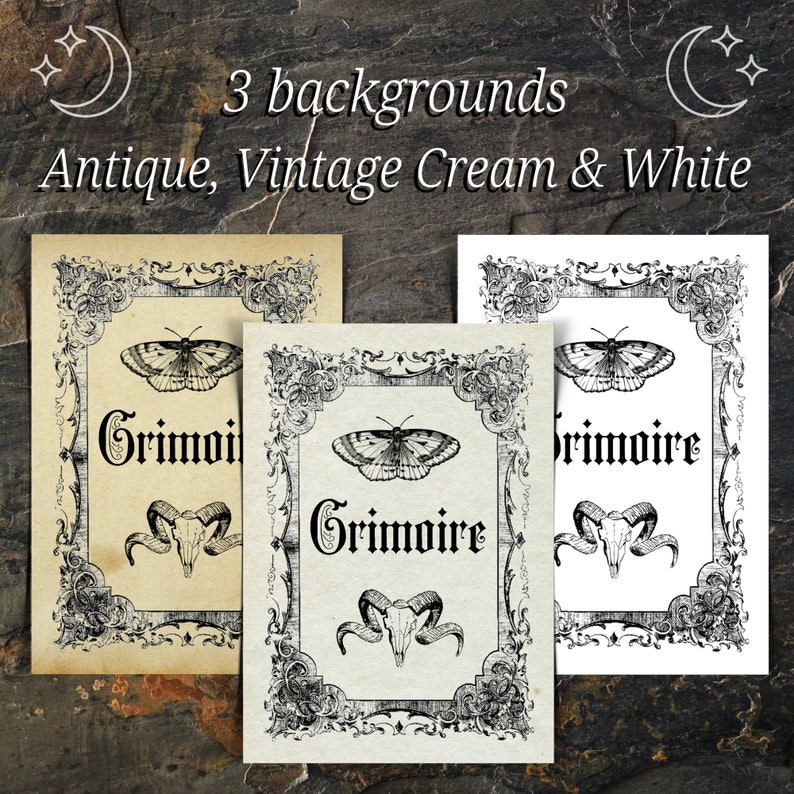 Grimoire Front Cover Page, Book of Shadows Pages, Witchcraft Printable ...