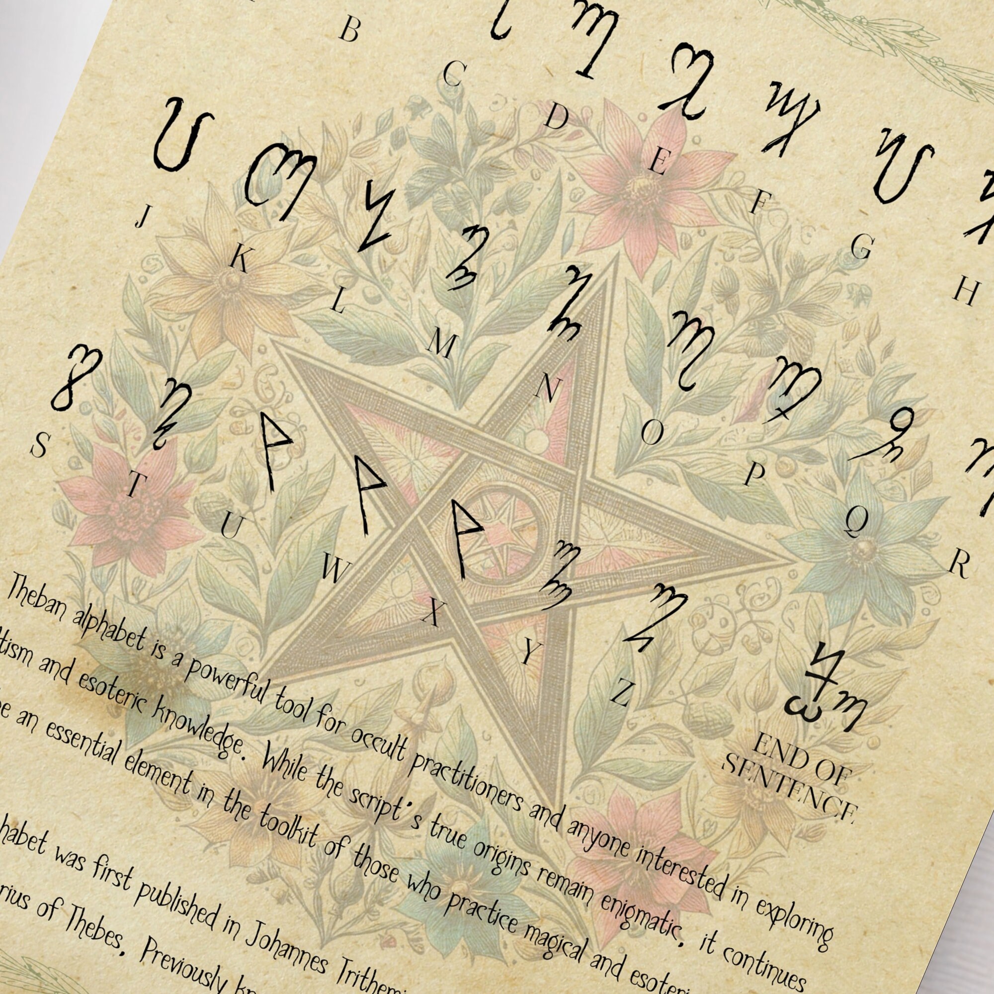 Theban Alphabet zum ausdrucken, Hexen Drehbuch, digitaler Download ...