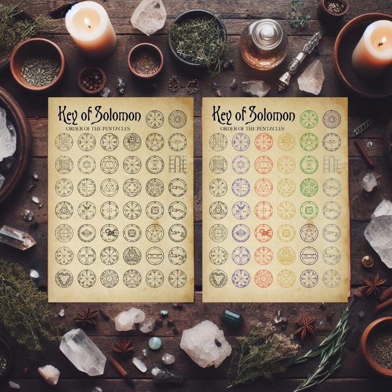 Key of Solomon Pentacles, Pagan Printable, Seals & Sigils, Planetary ...