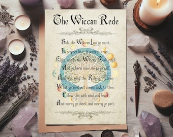 Wiccan Rede Printable Book of Shadows Grimoire Page - Pentagram, Full ...