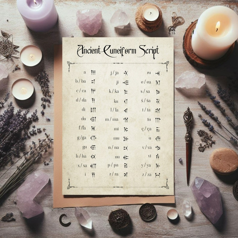 Cuneiform Script Printable: Mesopotamia Writing, Witchcraft Grimoire ...