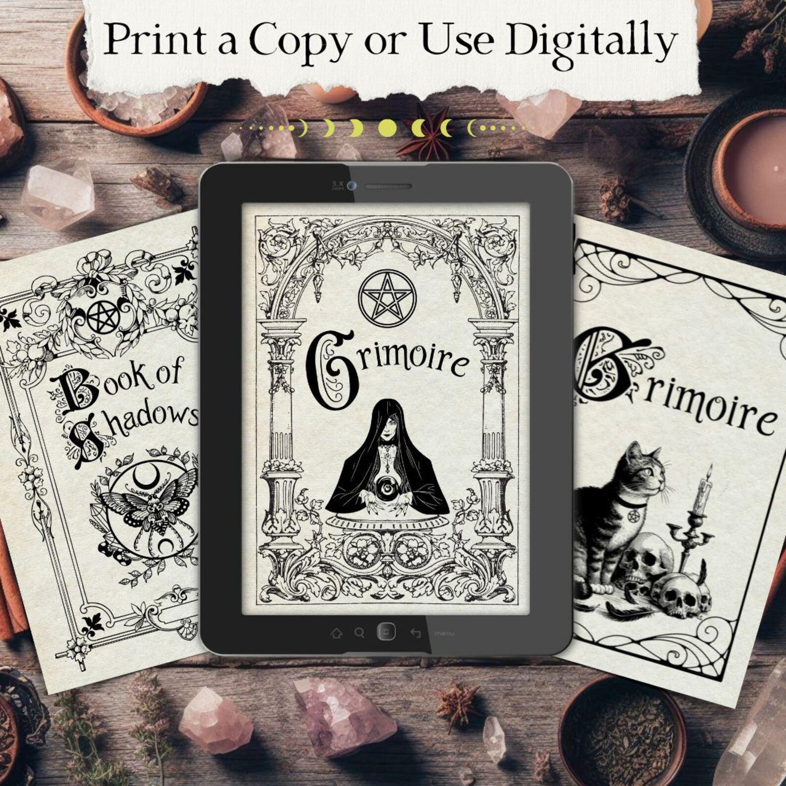 Grimoire Cover Pages: Book of Shadows Printable Designs (digital ...