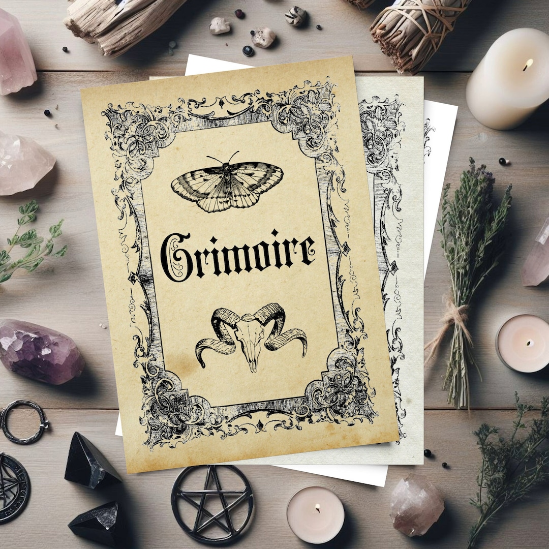 Grimoire Front Cover Page, Book of Shadows Pages, Witchcraft Printable ...