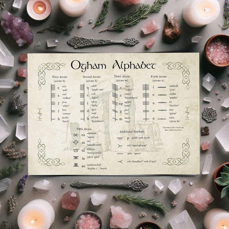 Ogham Alphabet, Ancient Druid Writing, Celtic Tree Script, Pagan ...