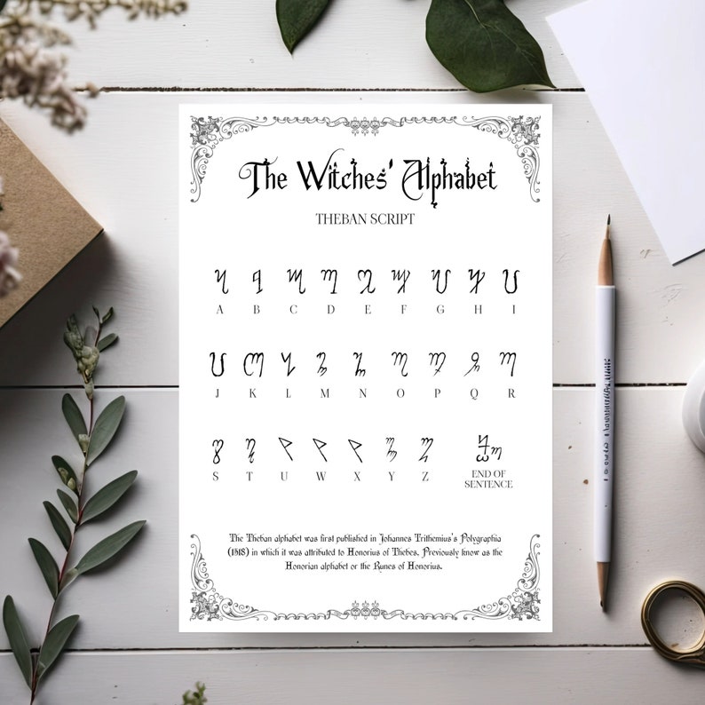 Witches Alphabet Printable: Theban Script, Book of Shadows, Occult ...