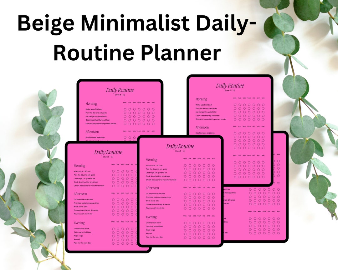 Beige Minimalist Daily Routine Planner - Etsy