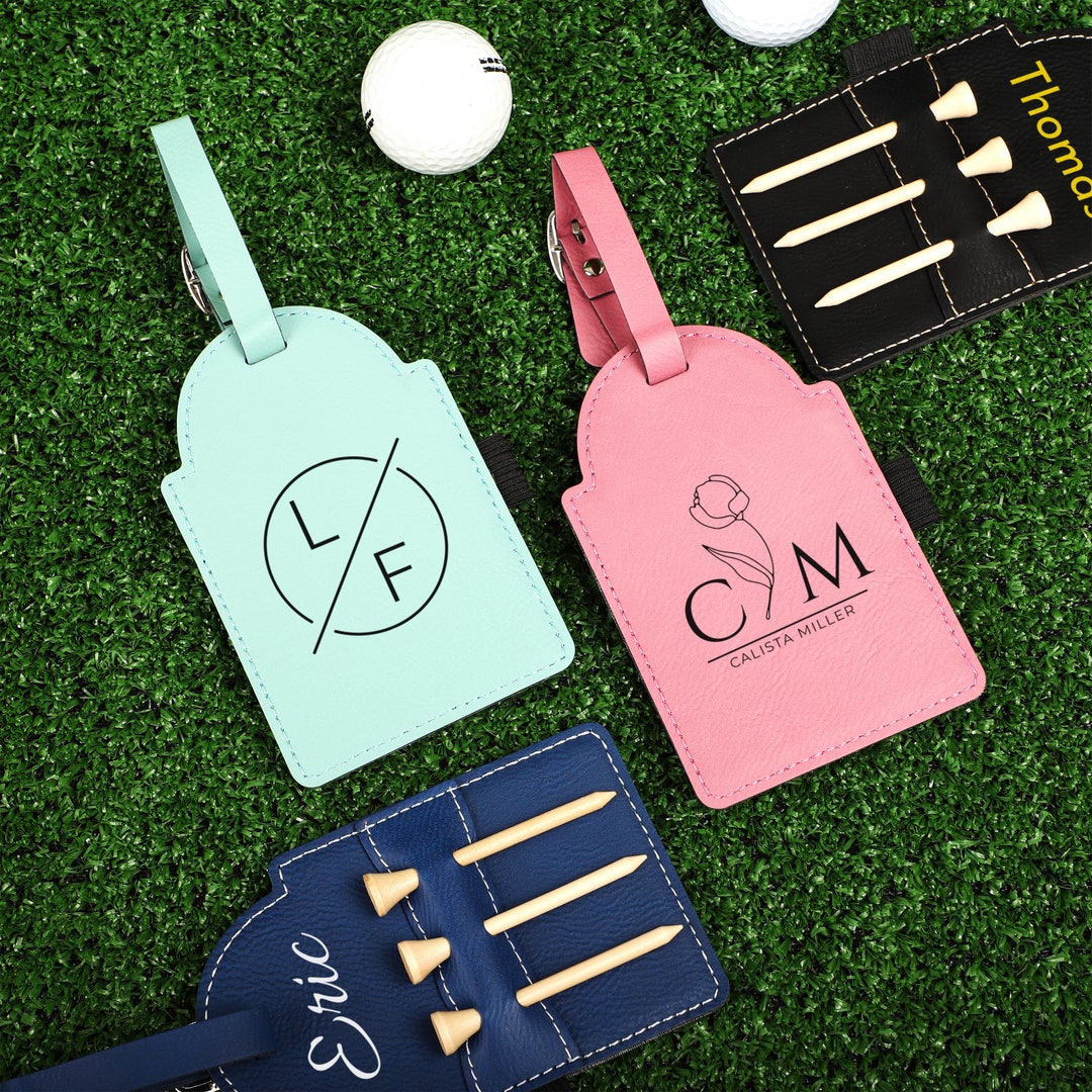 Custom Monogram Golf Bag Tag, Monogram Engraved Golf Tag, Leather Golf ...
