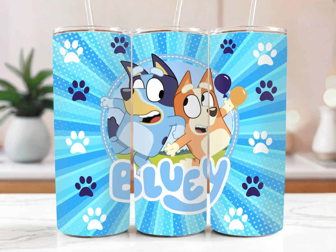 Cute Bluey Family Tumbler, Skinny Tumbler Cup With Straw & Lid, 20oz ...