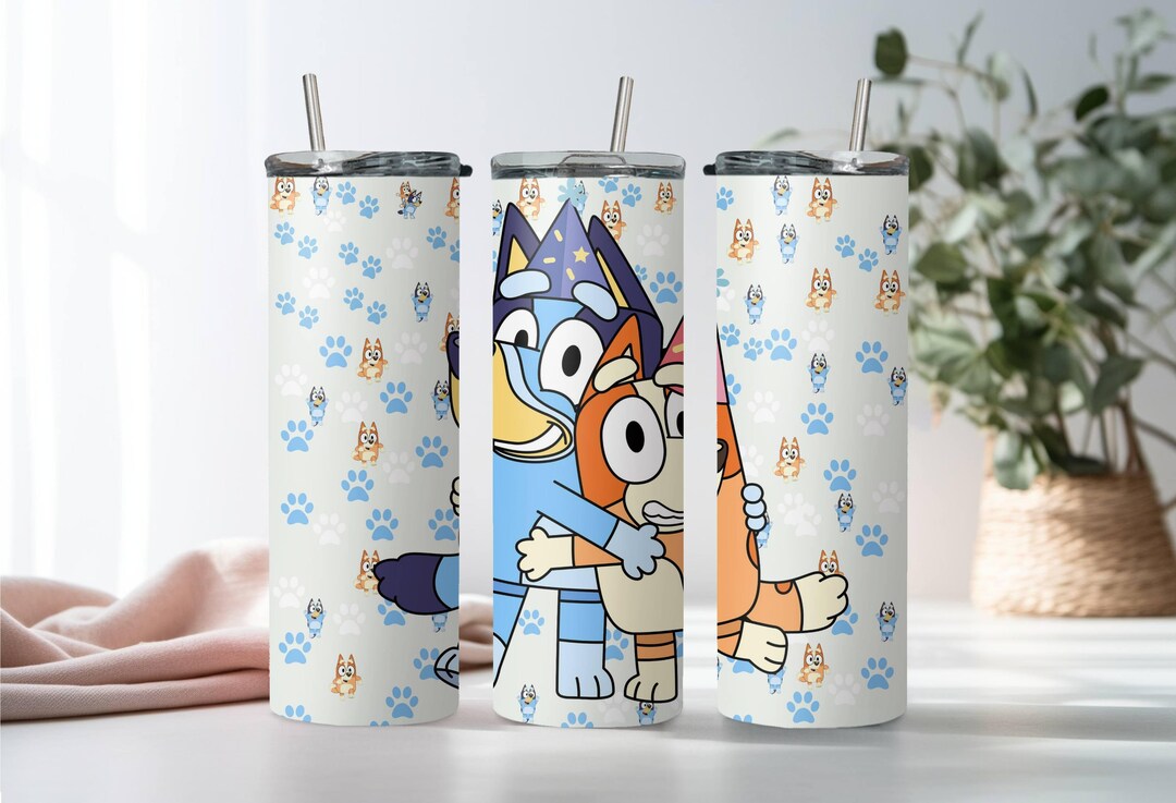 Bluey and Bingo Hugging Tumbler, Skinny Tumbler Cup With Straw & Lid ...