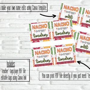 Teacher Appreciation Gift Tag, Editable Gift Tag, Nacho Average Tag ...
