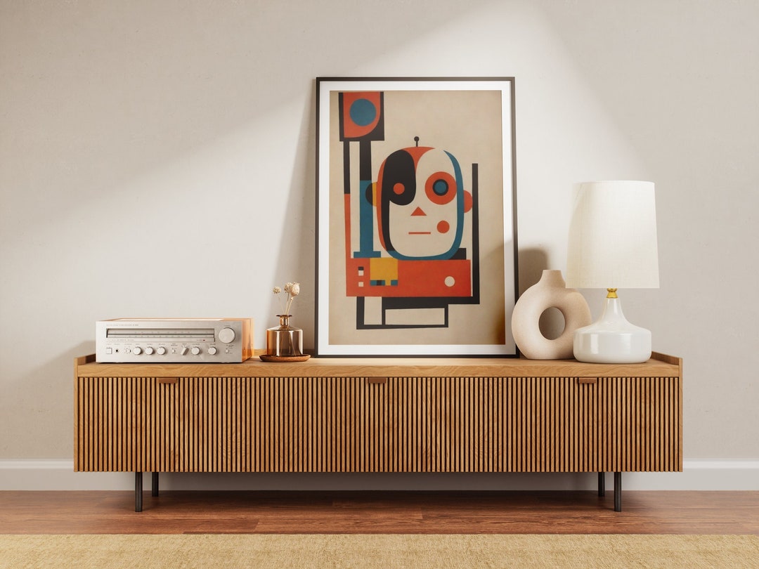 Head Bot Poster Retro Robot Art Sci-fi Poster Atomic Age Art Wall Decor ...