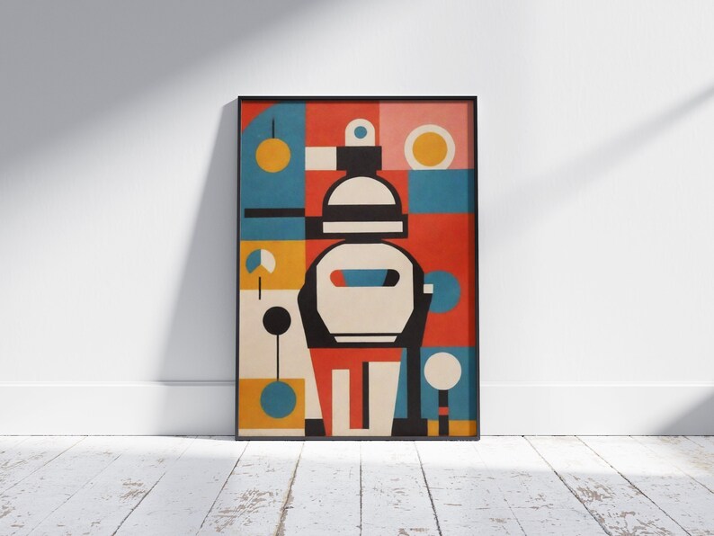 Saucer Bot Poster Retro Robot Art Sci-fi Poster Atomic Age Art Wall ...