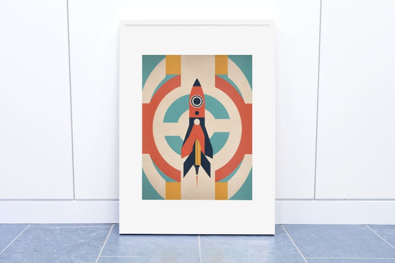 Abstract Rocket Poster Retro Space Art Sci-fi Poster Atomic Age Art ...