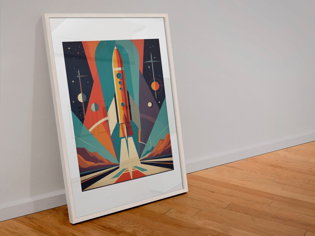 Atomic Blast off Poster Retro Space Art Sci-fi Poster Atomic Age Art ...