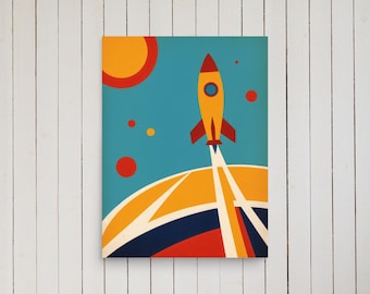 Retro Rocket Poster Retro Space Art Sci-fi Poster Atomic Age Art Wall ...