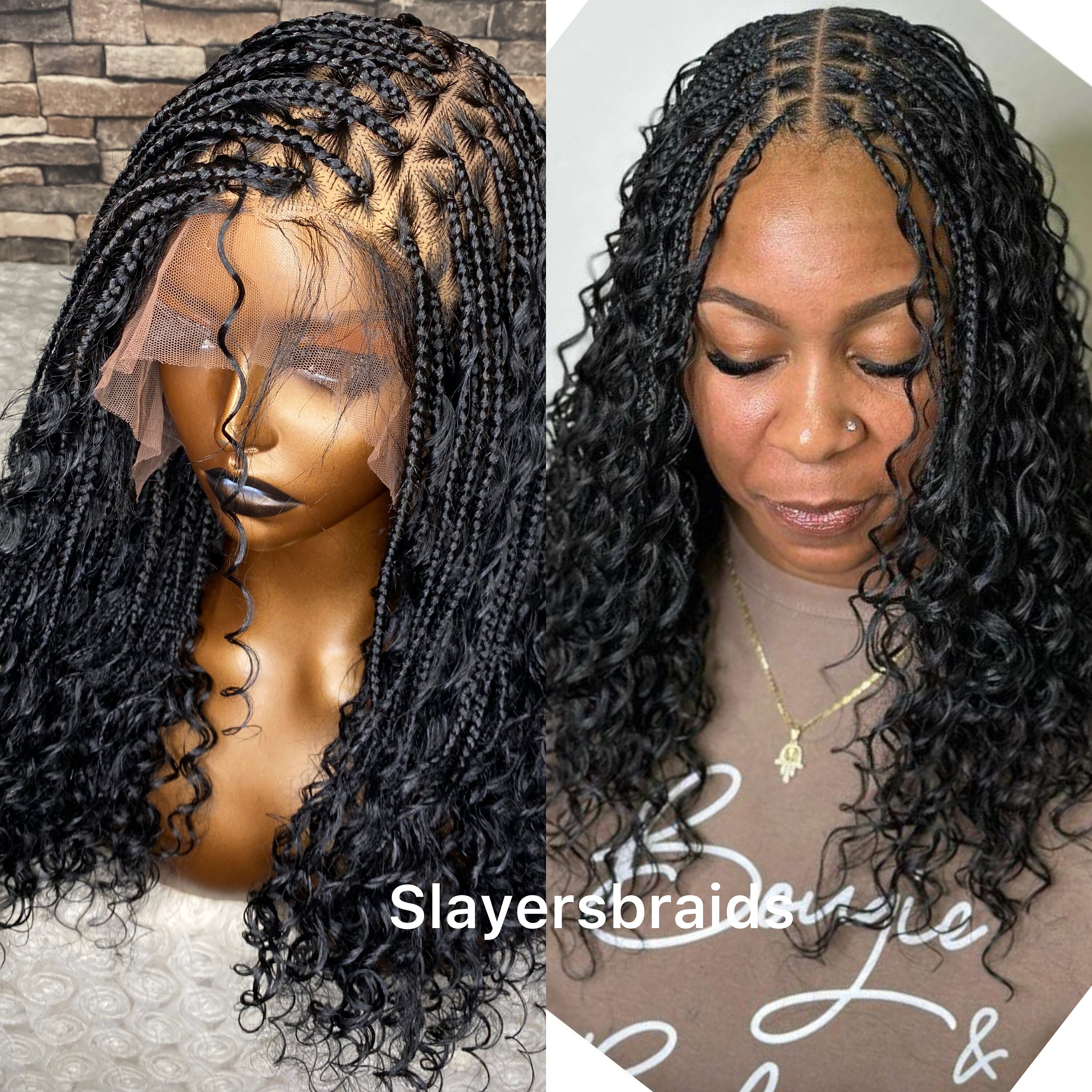 Ready to Ship Knotless Goddess Boho Braids for Black Women Full Lace ...