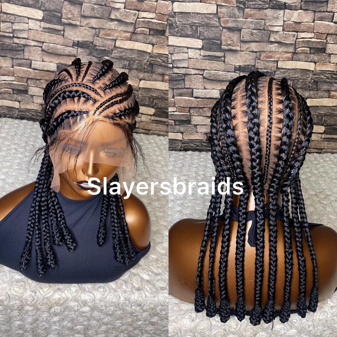 Ready to Ship Knotted Ends Tips Cornrows Braids All Back Wig for Black ...