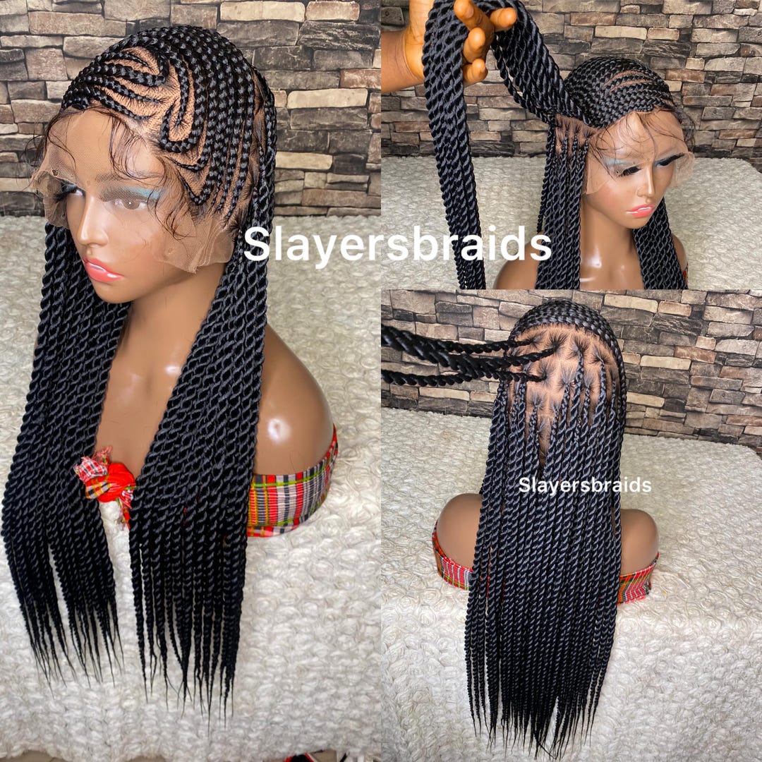 Ready to Ship Full Lace Lemonade Twist Knotless Braided Wigs for Black ...
