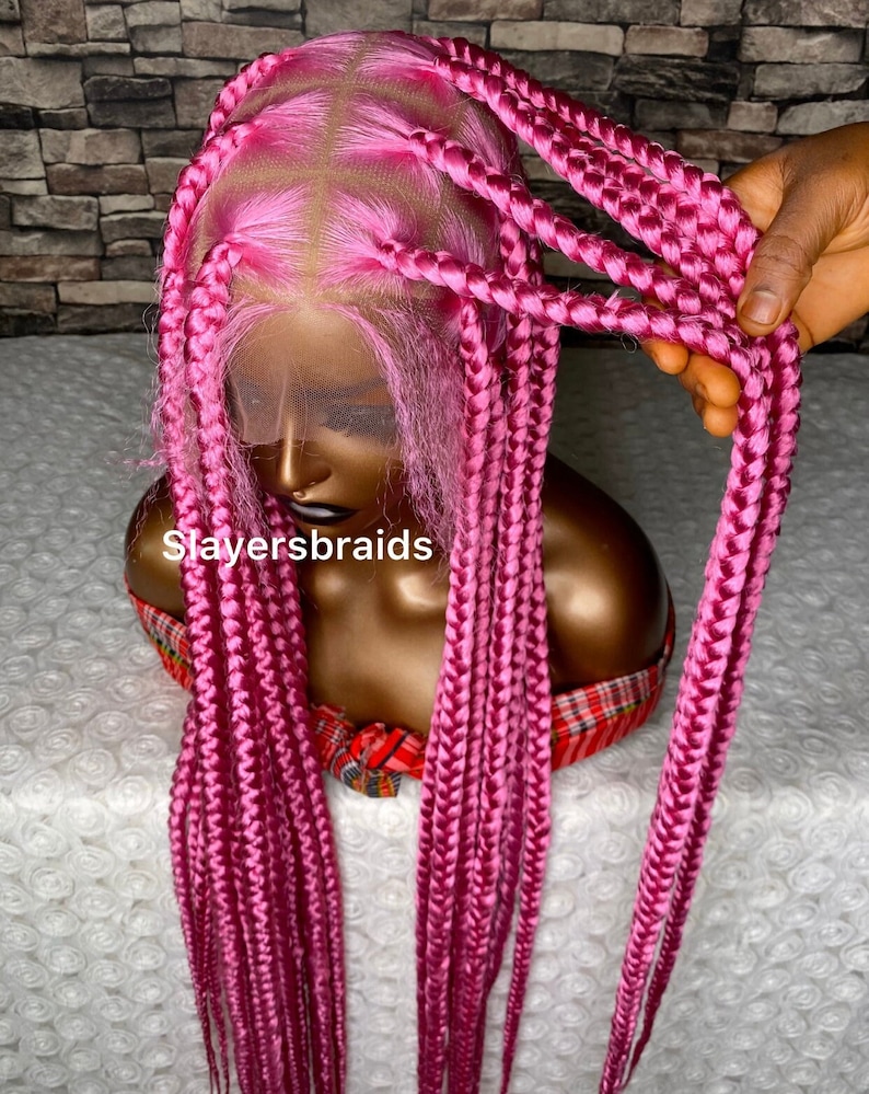 Ready To Ship Jumbo Parts Knotless Braids Wig For Black Women Full Lace