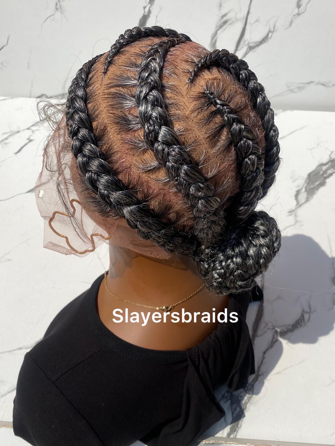 Gray Fulani Cornrow Braided Wig: Full Lace Knotless Box Braids - Etsy