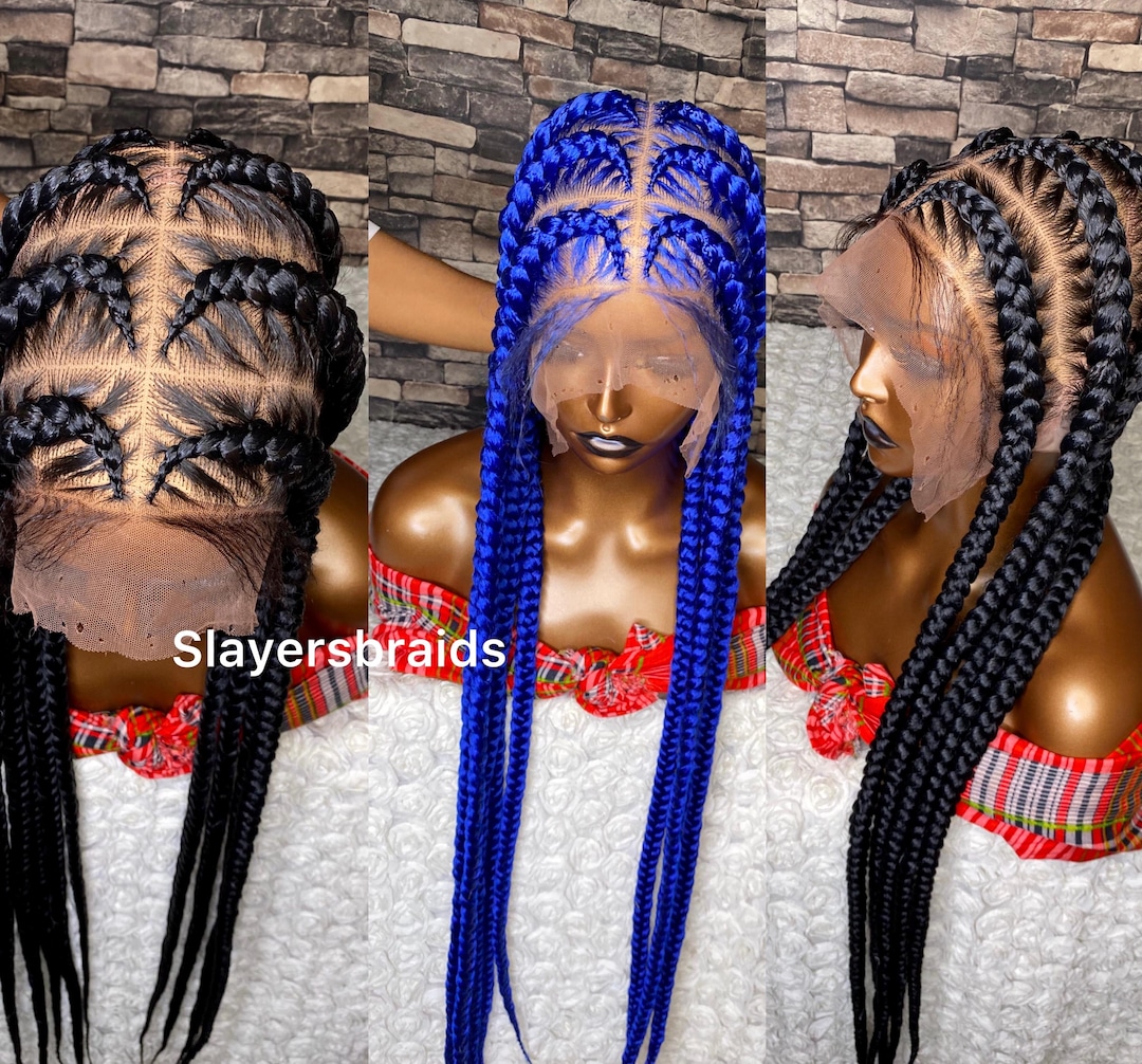 Ready to Ship Stitch Cornrow Pop Smoke Braids Wig for Black Women Full ...