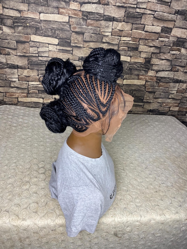 Braided Mohawk Wig: Black Synthetic Curls, Full Lace, Boho Style - Etsy