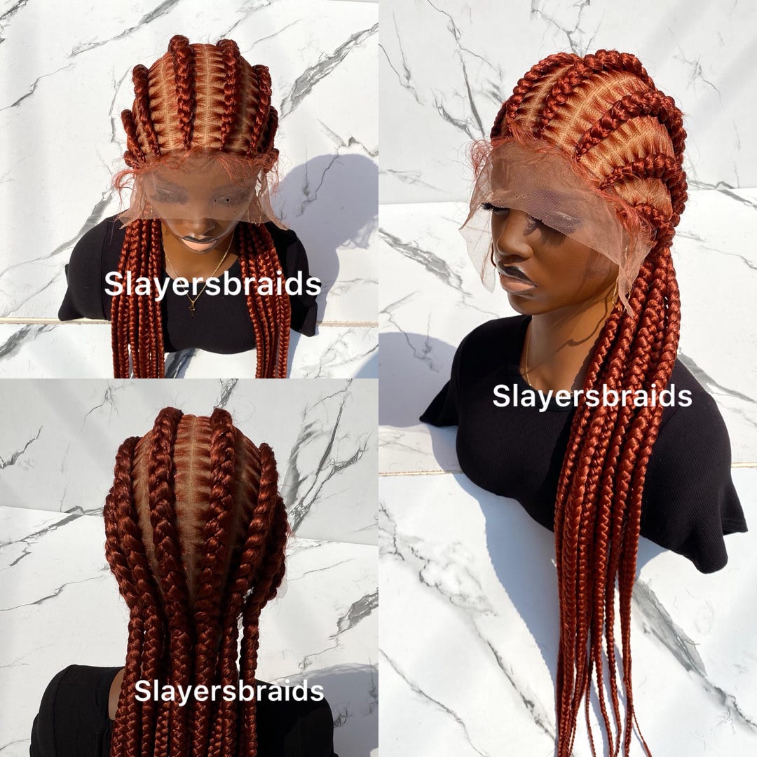 Ginger Braids Stitch Cornrow #30 Inch Wig for Black Women Full Lace ...