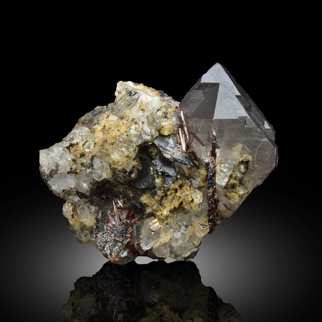 Natural Rutile Crystals With Quartz & Ilmenite Specimen 45 Gram ...