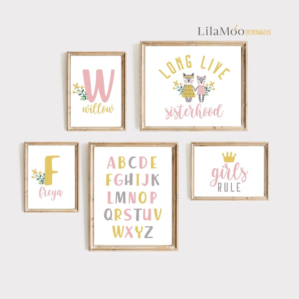 Custom Sisters Names Gallery Printables Set of 5 Wildflower Girls - Etsy